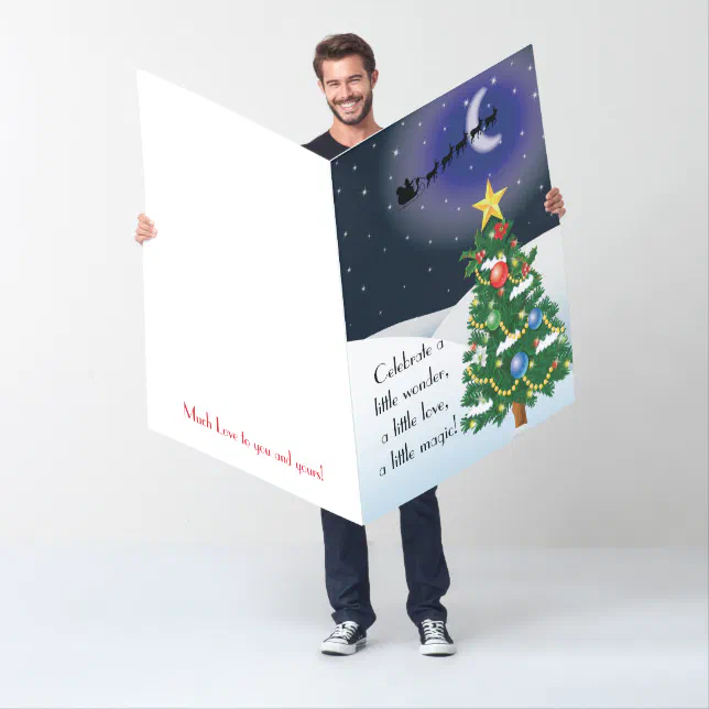 Huge Greeting Cards: Big Christmas Tree Scene Card | Zazzle