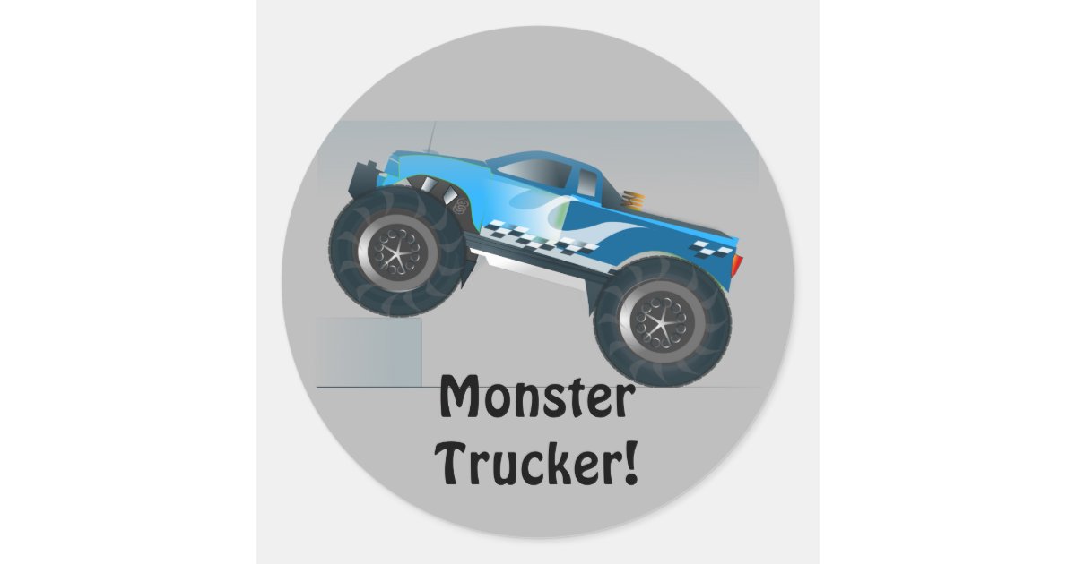 Huge Monster Truck Speedway-lover Design Classic Round Sticker | Zazzle