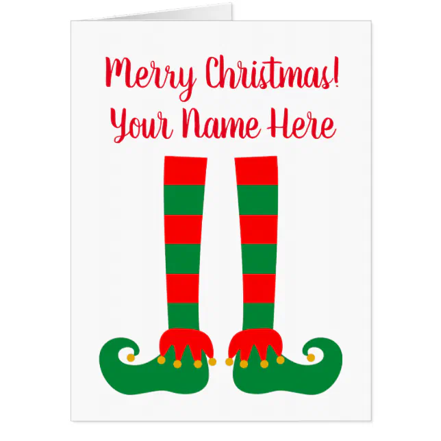 Huge oversized Christmas card with funny elf feet | Zazzle