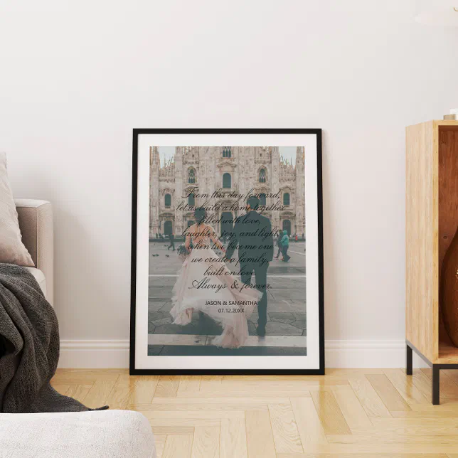 Huge Photo Wedding Gift Script Calligraphy Vows Poster | Zazzle