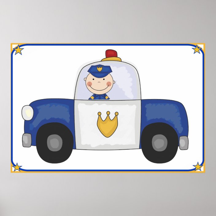 Huge Police Cruiser and Police Officer Poster | Zazzle.com
