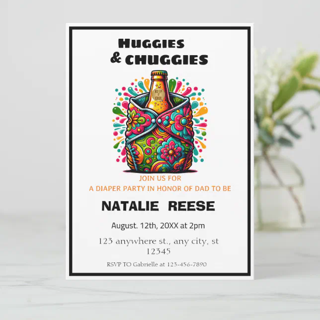 Huggies and Chuggies Dad Diaper party Invitation | Zazzle