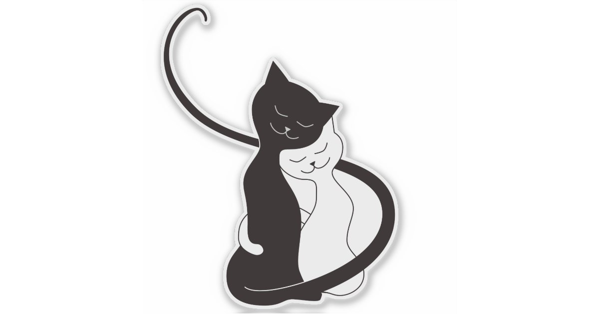 Hugging Love Cats Sticker | Zazzle.com