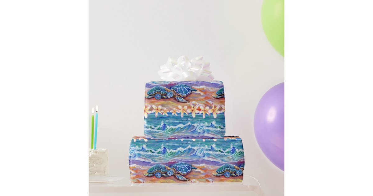 Hugging Sea Turtles Hawaiian Honu Wrapping Paper | Zazzle