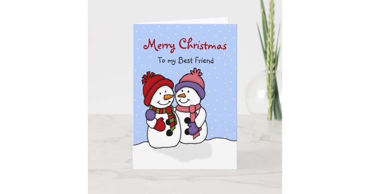 Hugging snowmen Christmas card | Zazzle