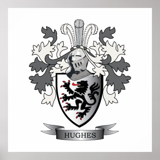Hughes Family Crest Coat Of Arms Poster Zazzle Hughes Family Crest Coat Of Arms Poster Zazzle