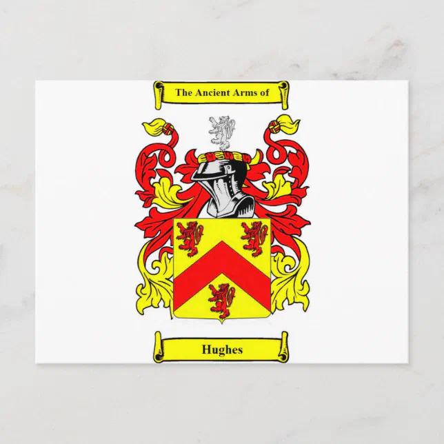 Hughes (Irish) Coat of Arms Postcard | Zazzle