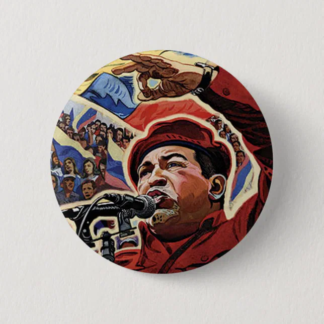 Hugo Chavez - Cartoon Revolution style Pinback Button | Zazzle