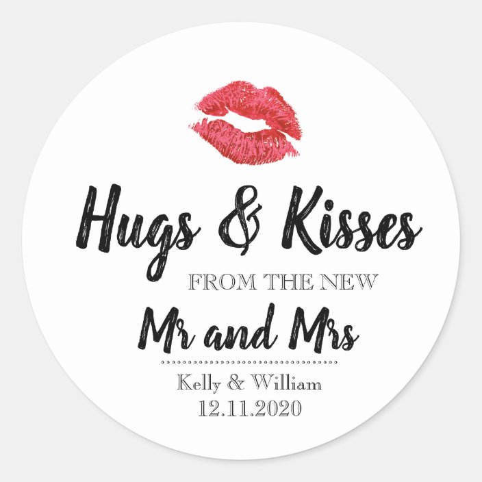 Hugs and Kisses from the new Mr and Mrs Stickers | Zazzle.com