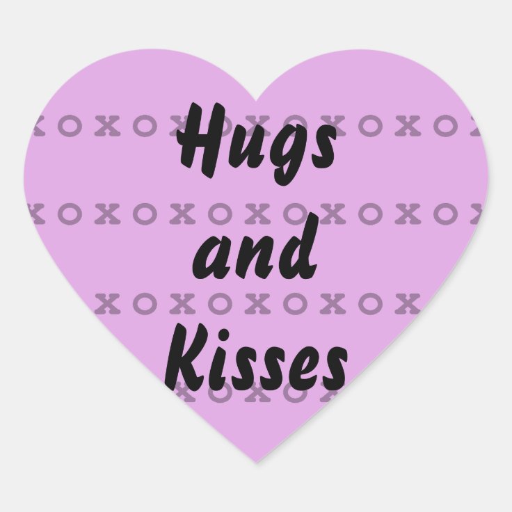 Hugs and Kisses Heart Sticker | Zazzle