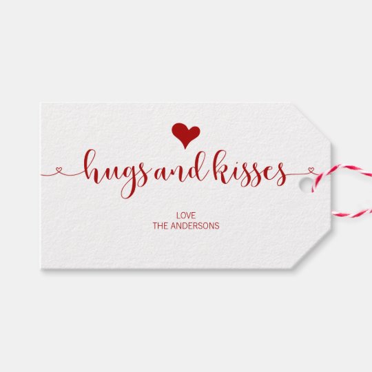 Hugs and Kisses Valentine's Day Gift Tags | Zazzle.com