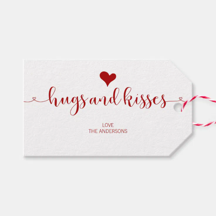 Hugs and Kisses Valentine's Day Gift Tags | Zazzle