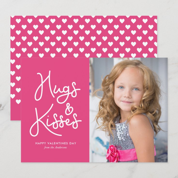 "Hugs and Kisses" Valentine's Day Photo Holiday Card | Zazzle