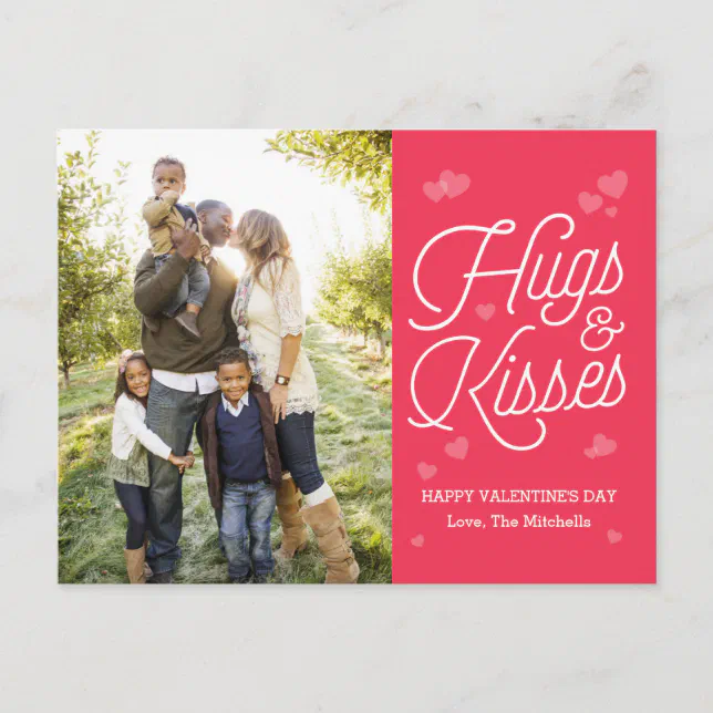 Hugs and Kisses Valentine's Day Postcard | Zazzle