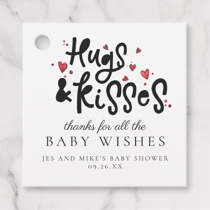 Hugs & Kisses | Baby Shower Favor Tag | Zazzle