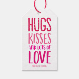 Hugs Kisses Love Valentines Day Gift Tags | Zazzle