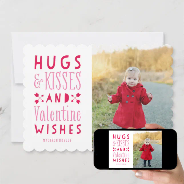 Hugs & Kisses| Valentine's Day Photo Card | Zazzle