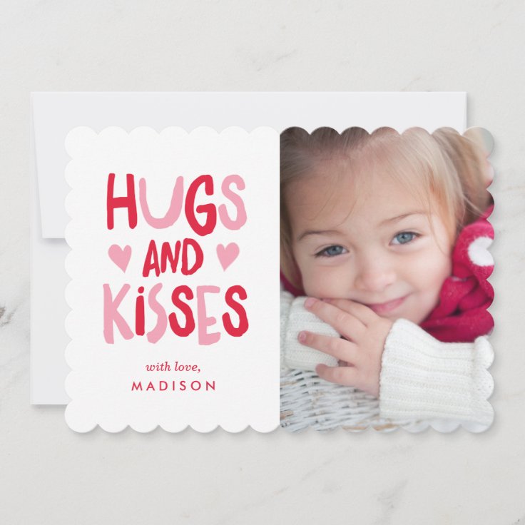 Hugs & Kisses | Valentine's Day Photo Card | Zazzle