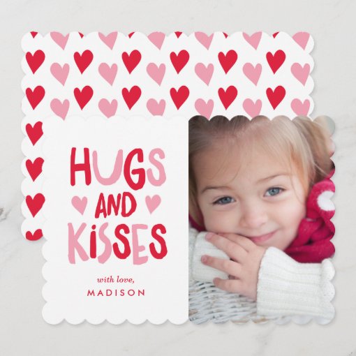 Hugs & Kisses | Valentine's Day Photo Card | Zazzle