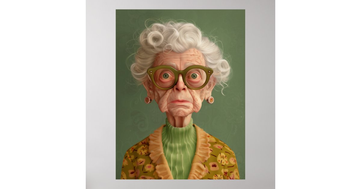 Huh? Grandma Portrait Poster | Zazzle