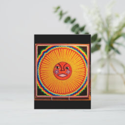 Huichol String Art Sun Mexican Folk Art Postcard | Zazzle