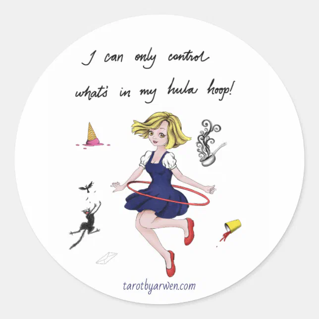 Hula Hoop Control Girl Classic Round Sticker | Zazzle