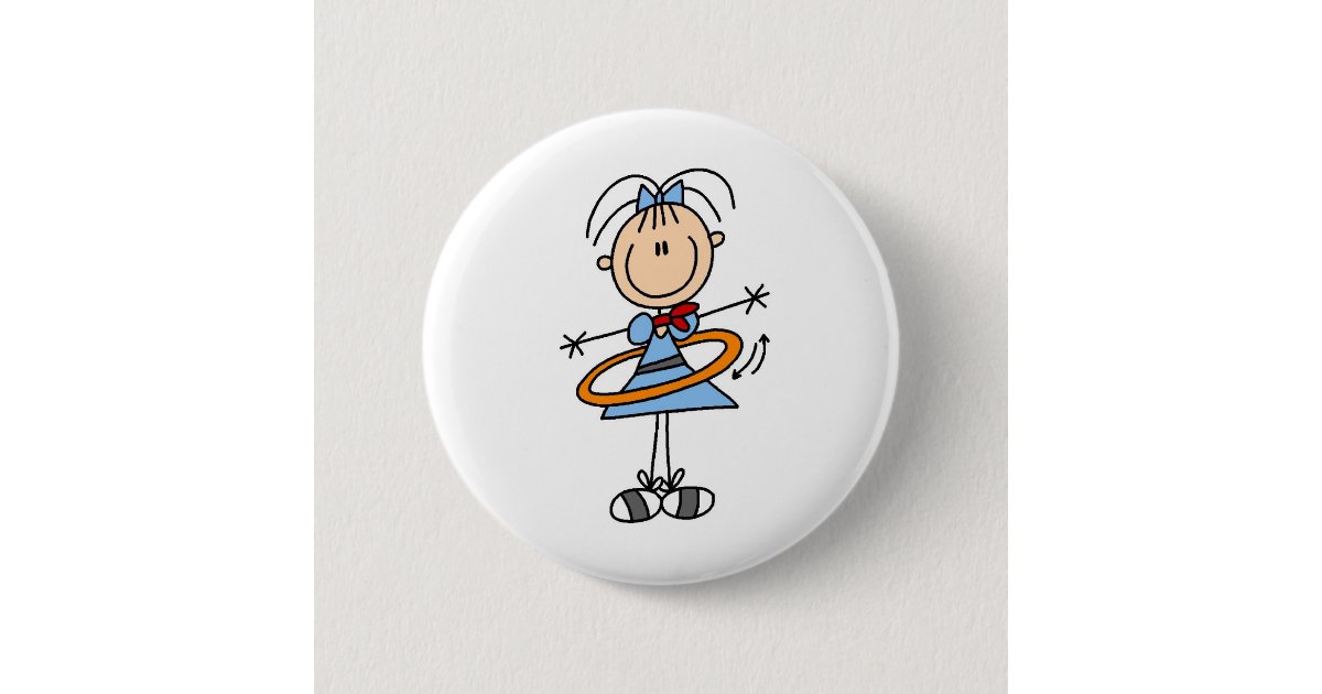 Hula Hoop Girl Button | Zazzle