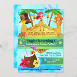 Hula on Over Luah Birthday Invitations | Zazzle