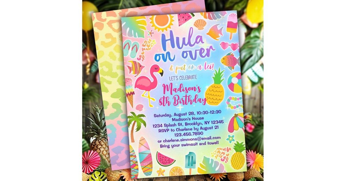Hula on Over Luau Birthday Invitation | Zazzle