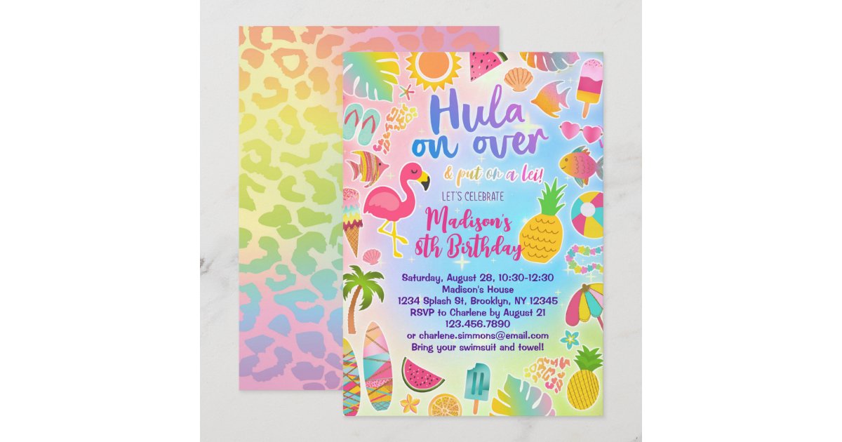 Hula on Over Luau Birthday Invitation | Zazzle