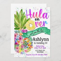 Hula on over, Luau, Pineapple Birthday, Invitation | Zazzle