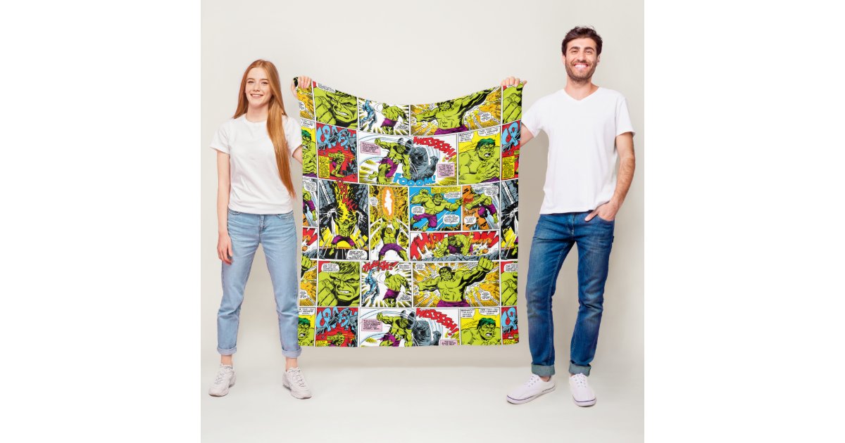 Hulk Comic Book Panel Pattern Fleece Blanket | Zazzle