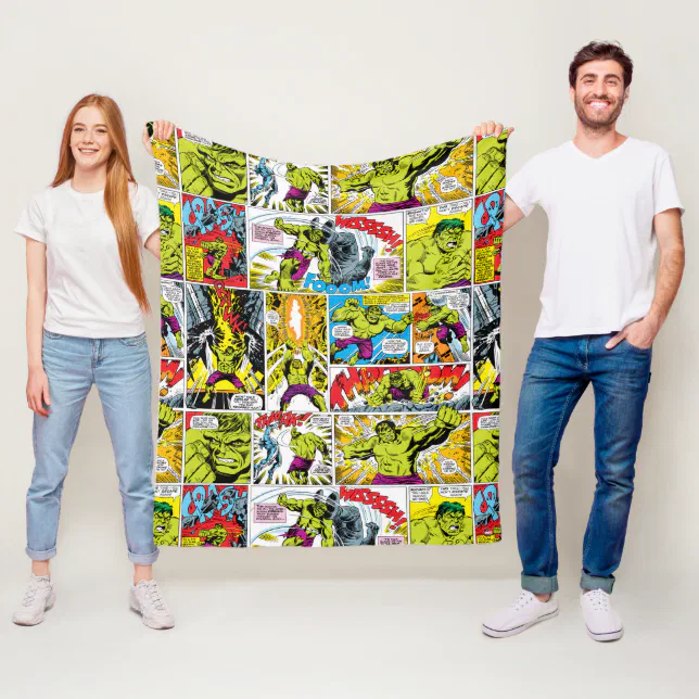 Hulk Comic Book Panel Pattern Fleece Blanket | Zazzle