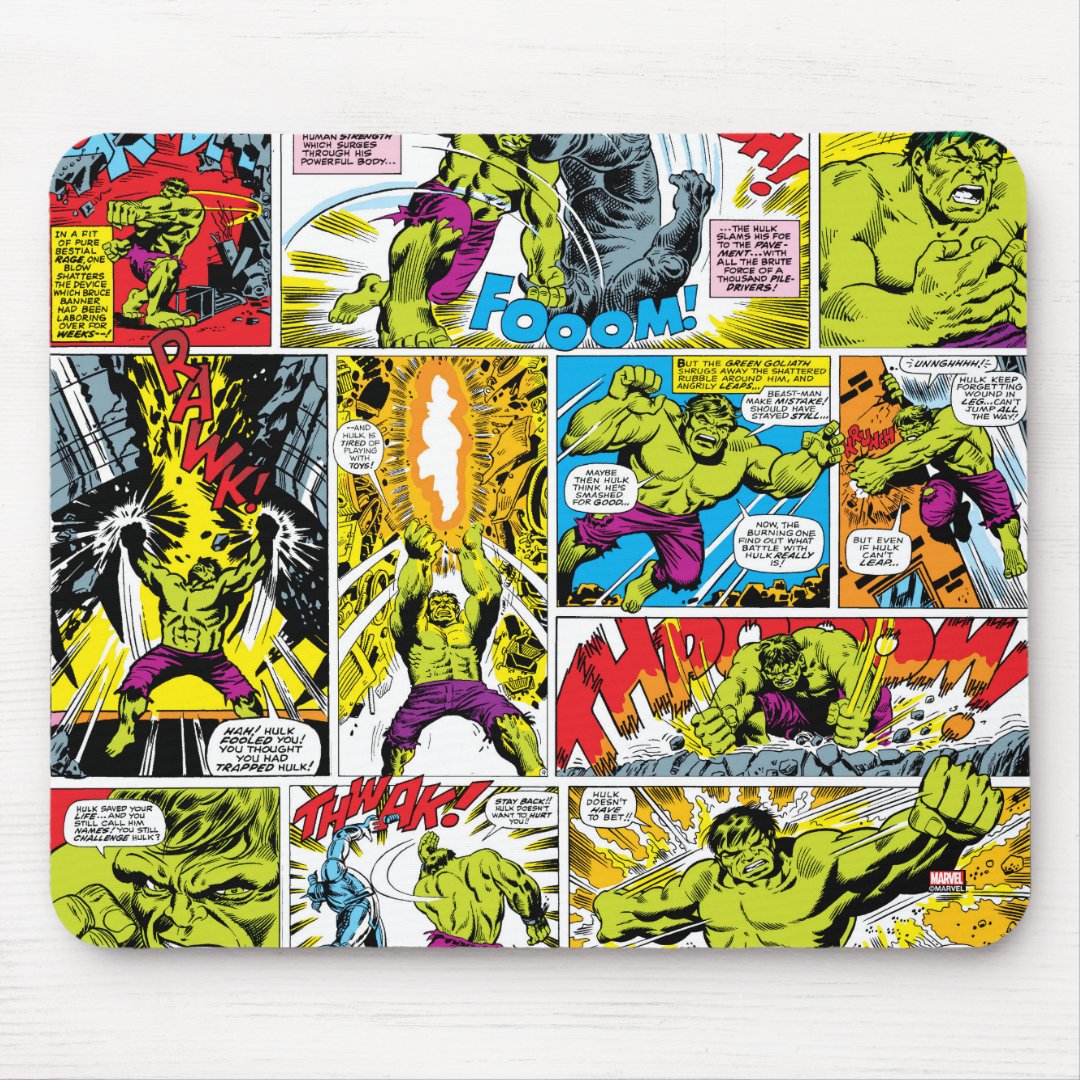 Hulk Comic Book Panel Pattern Mouse Pad | Zazzle