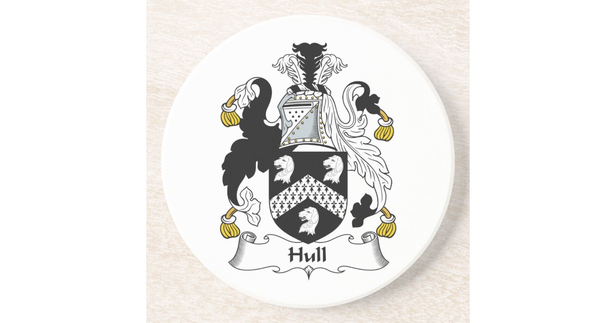 Hull Family Crest Sandstone Coaster | Zazzle