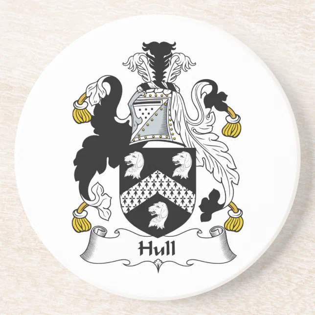 Hull Family Crest Sandstone Coaster | Zazzle