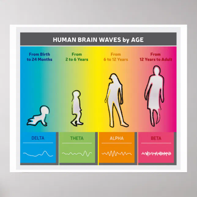 Human Brain Waves by Age Chart Diagram Rainbow | Zazzle