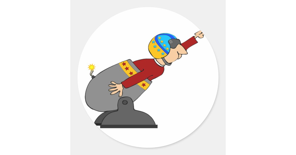 Human Cannonball Classic Round Sticker | Zazzle