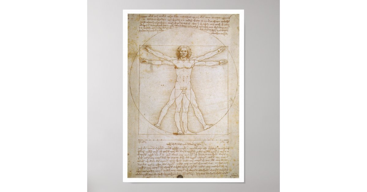Human Figure in Circle, Illustrating Proportion Poster | Zazzle