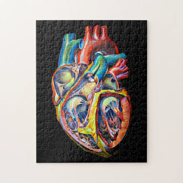 human heart biology anatomy abstract art jigsaw puzzle | Zazzle