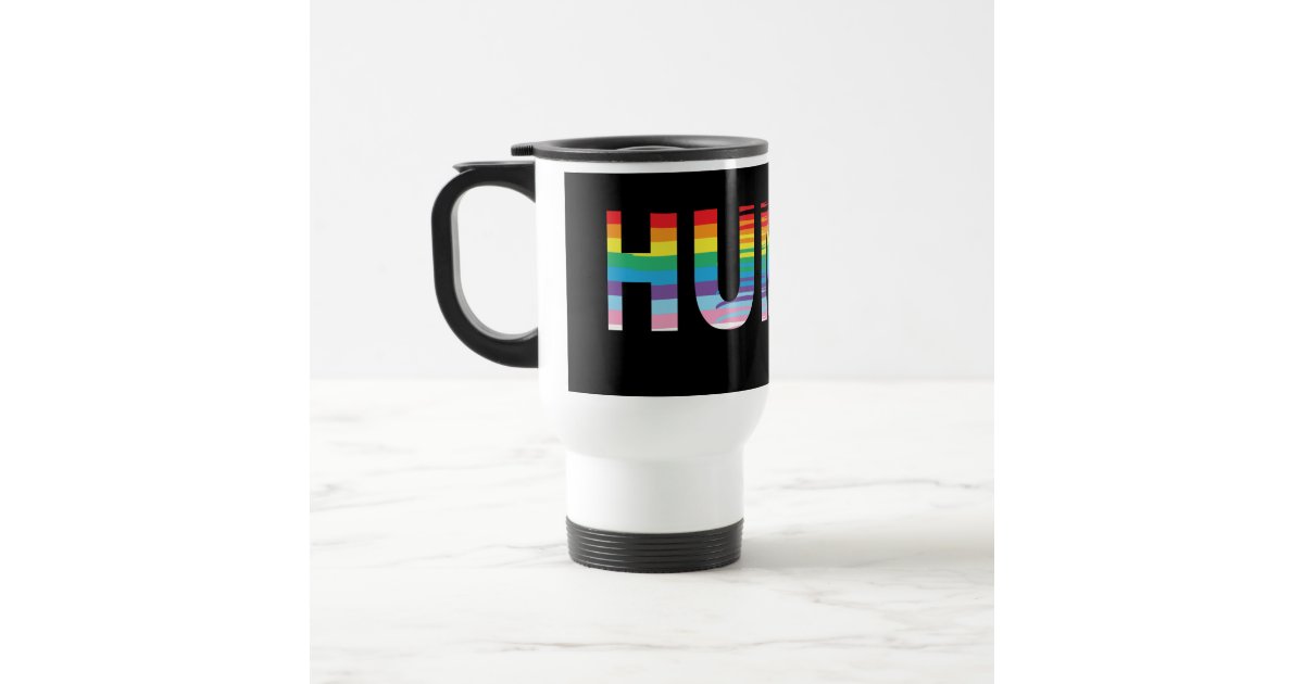 Human Lgbtqia Rainbow Flag Pride Letter Travel Mug Zazzle