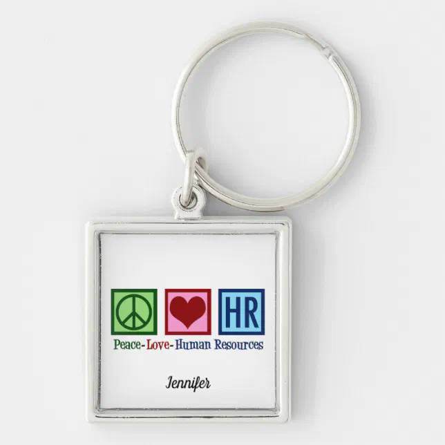 Human Resources Peace Love HR Office Rep Custom Keychain | Zazzle