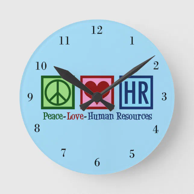 Human Resources Peace Love HR Office Rep Round Clock | Zazzle