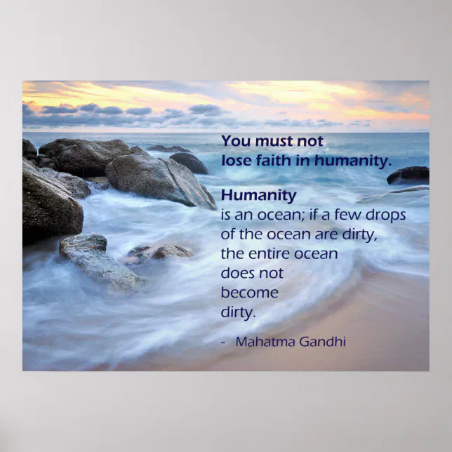 Humanity Is An Ocean - Mahatma Gandhi Quote Poster | Zazzle