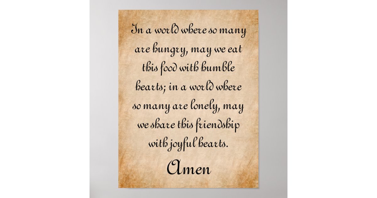 Humble Hearts Mealtime Prayer Poster | Zazzle