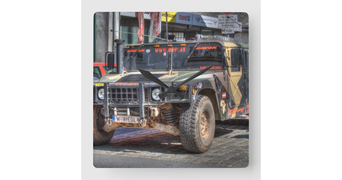 Hummer H1 Square Wall Clock | Zazzle