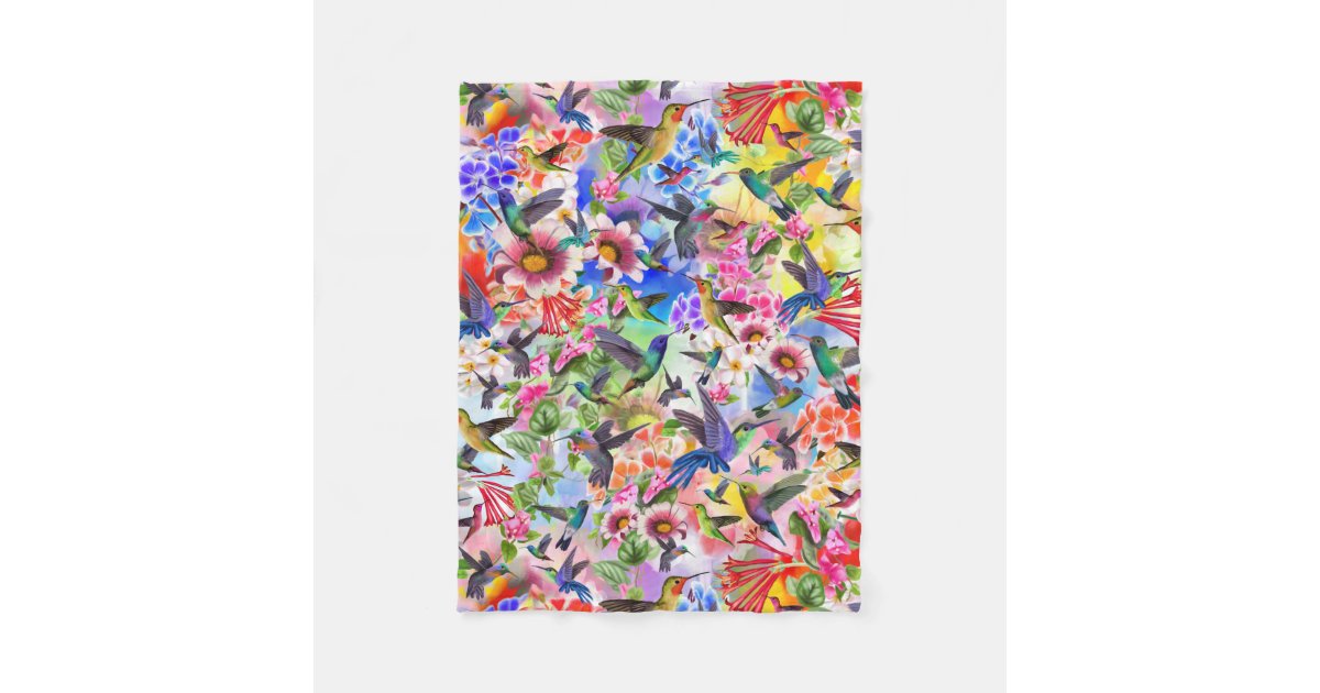 Humming Birds Floral Fleece Blanket | Zazzle