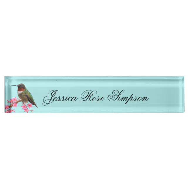Hummingbird Acrylic Name Plate Nameplate Turquoise | Zazzle