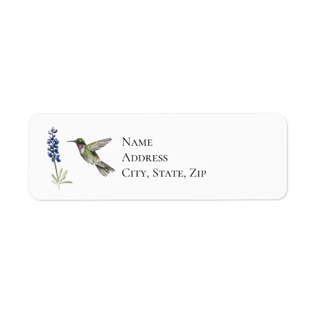 Hummingbird and Bluebonnet Label | Zazzle