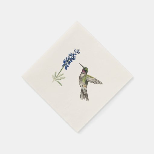 Hummingbird and Bluebonnet Paper Napkins | Zazzle